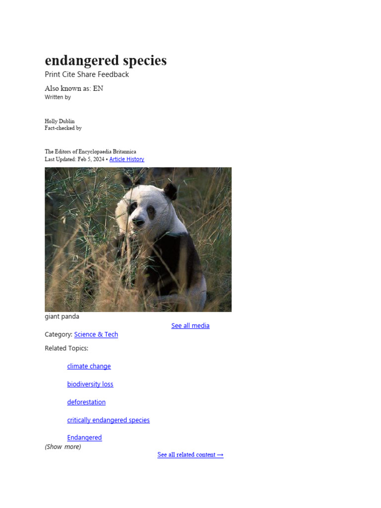 endangered species | PDF | Endangered Species | Conservation Biology