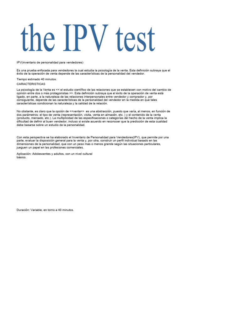 The IPV Test | PDF | Sicología | Telegrafía