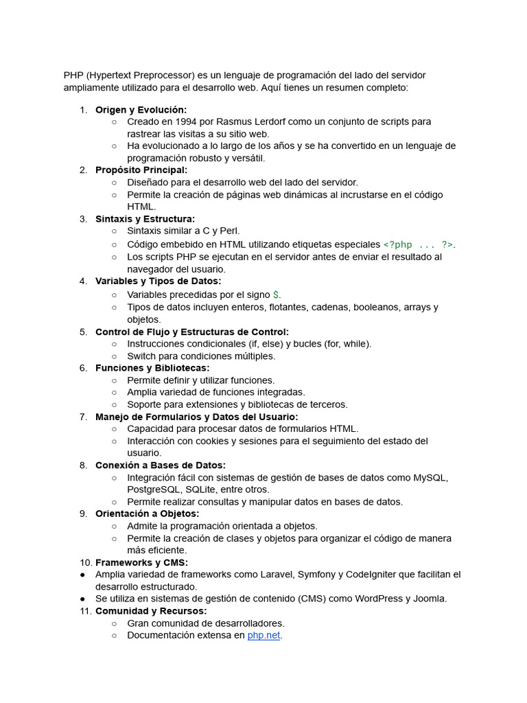 PHP | PDF | Php | Ingeniería Informática