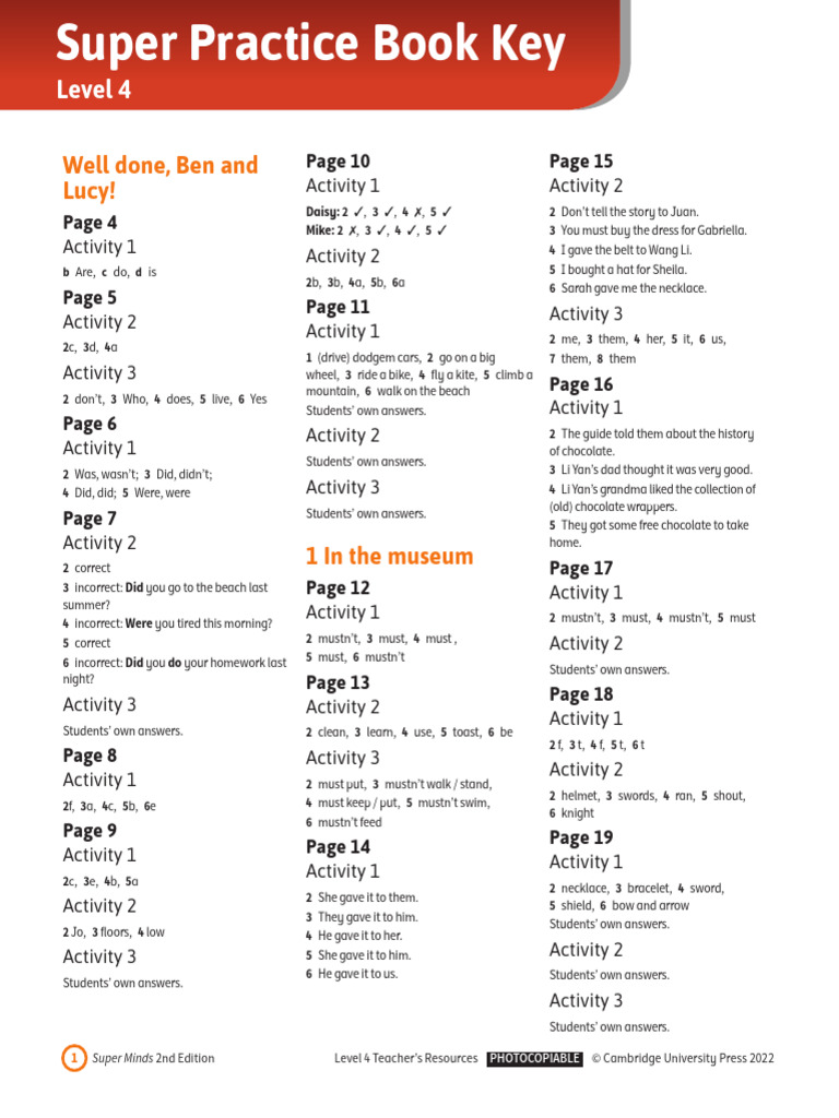 SM2ed Super Practice Book L4 Answer Key | PDF
