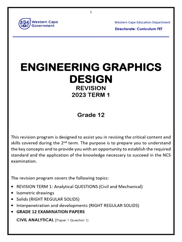 Engineering Graphics Design Term1 Revision Pack - 2023 | PDF | Toilet ...