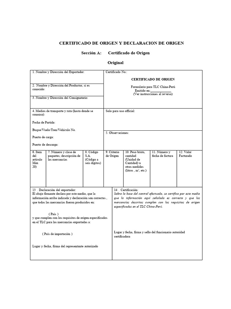 CERTIFICADO DE ORIGEN | PDF | Factura