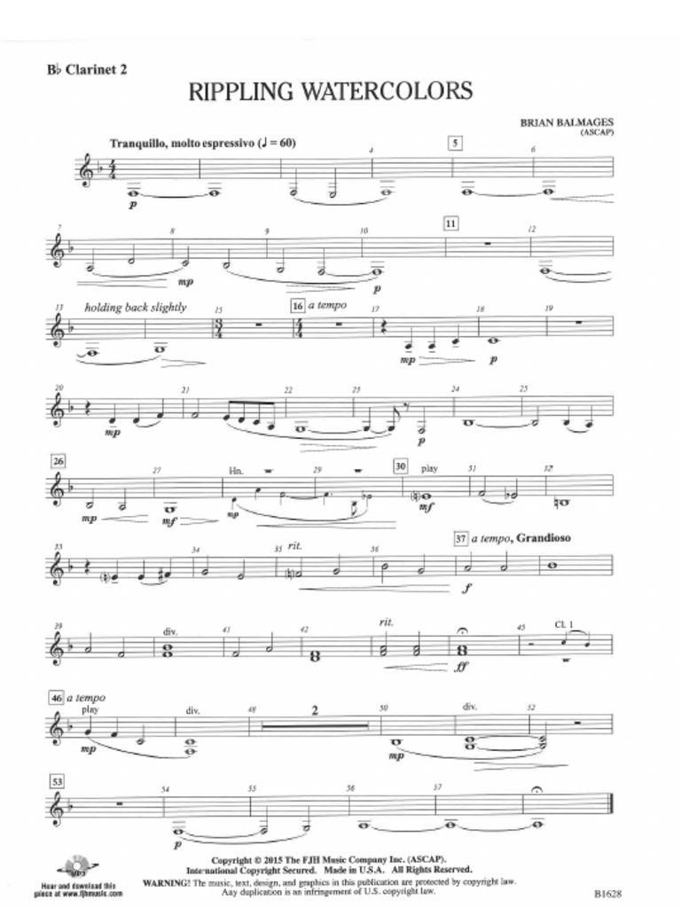 Rippling Watercolors - 7 - BB Clarinet 2 | PDF