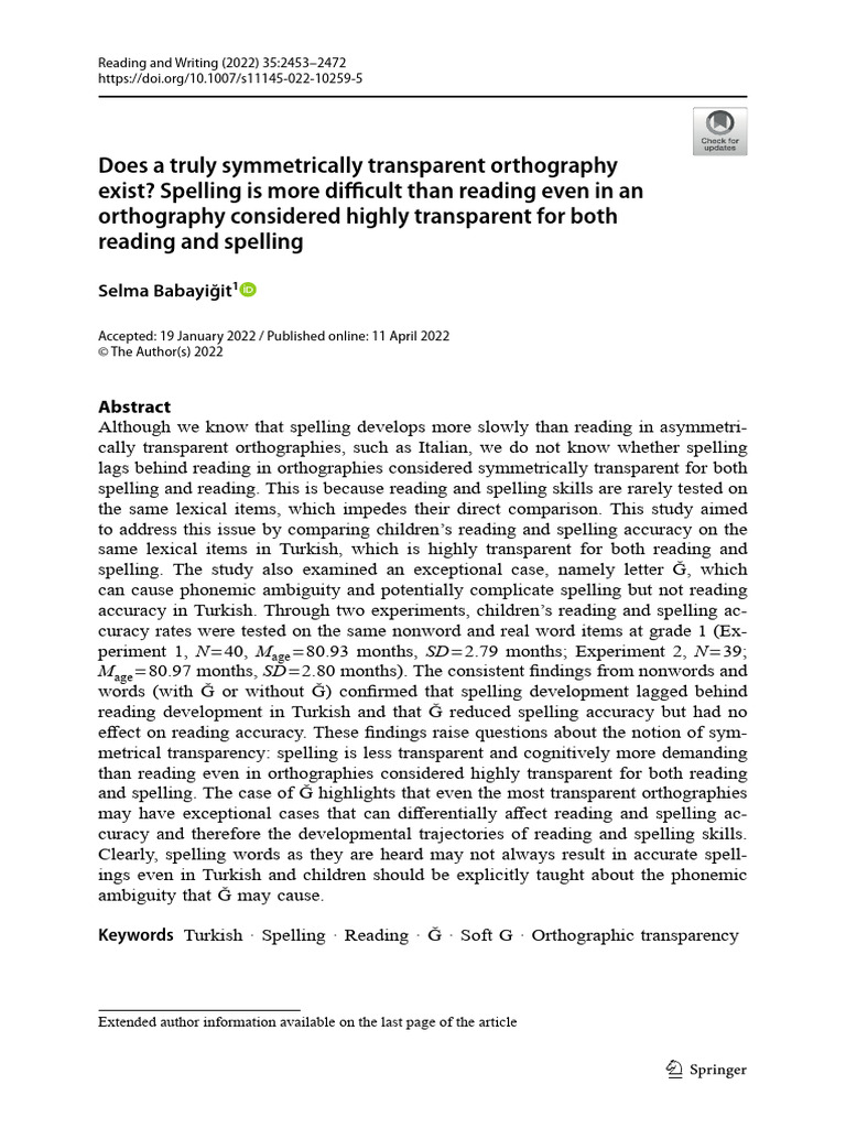Does A Truly Symmetrically Transparent Orthography | PDF | Phoneme ...
