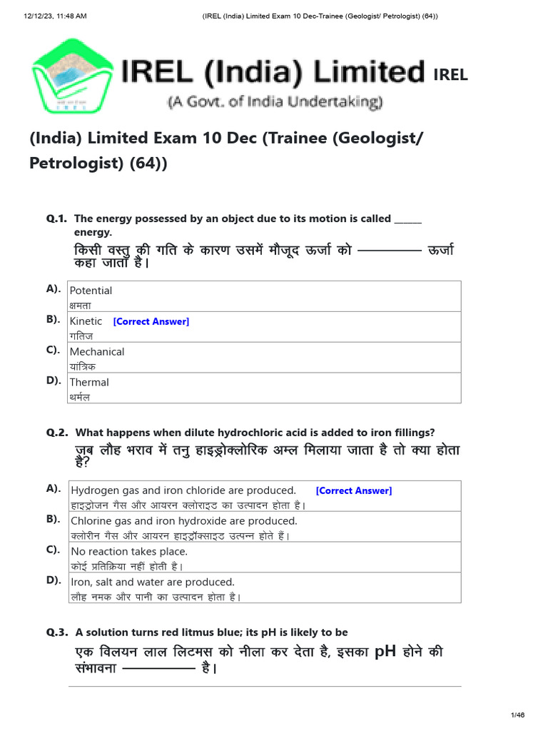 Master_Question_cum_AnswerKey_64 | PDF | Chemistry | Physical Sciences