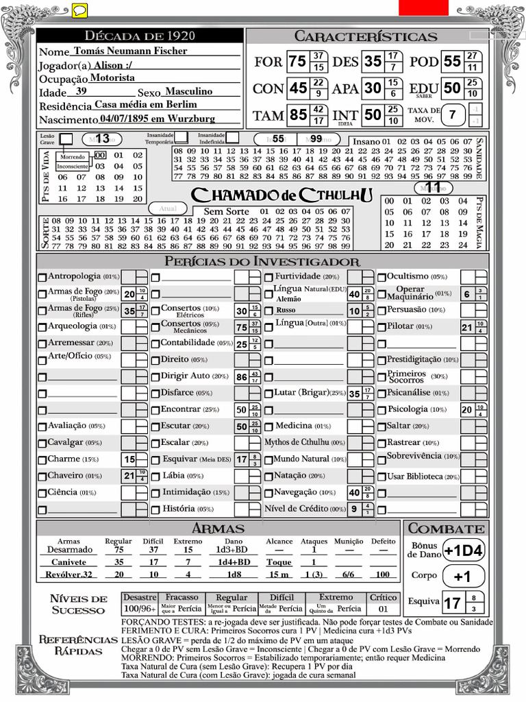 Ficha - Motorista Tom Fischer | PDF