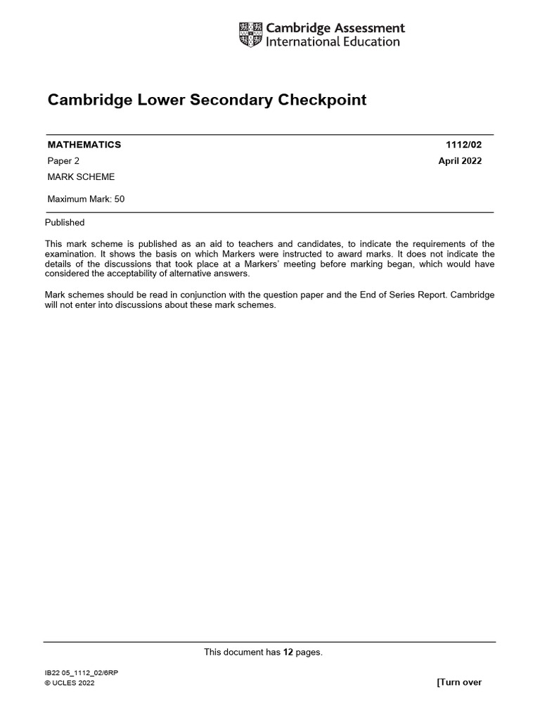 Year 8 Checkpoint Paper 1 (Nov2005 Till Apr2022) Ans | PDF | Mean | Median