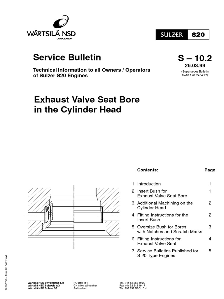 Service Bulletin S - 10.2: Technical Information To All Owners ...