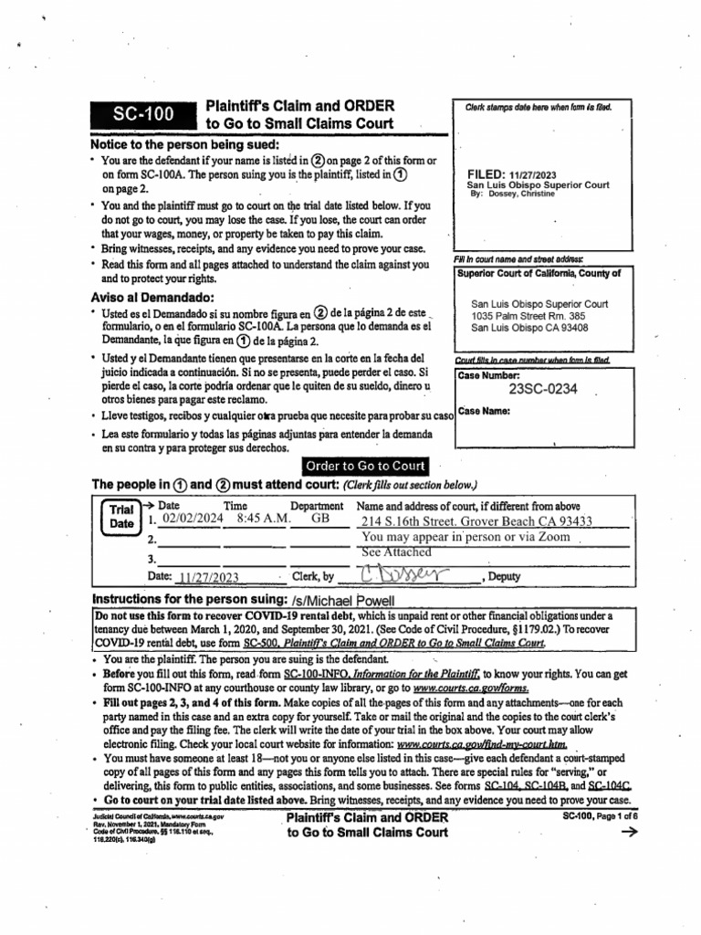 David Falcon vs Cambria Grant | PDF | Lawsuit | Trials