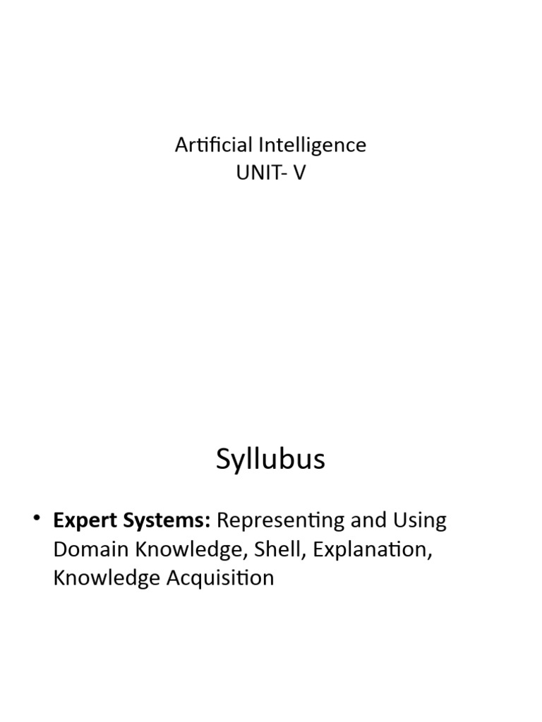 AI Unit5 Ppts | PDF | Knowledge Representation And Reasoning | Expert