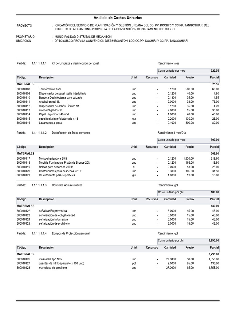ACU Completo | PDF | Materiales