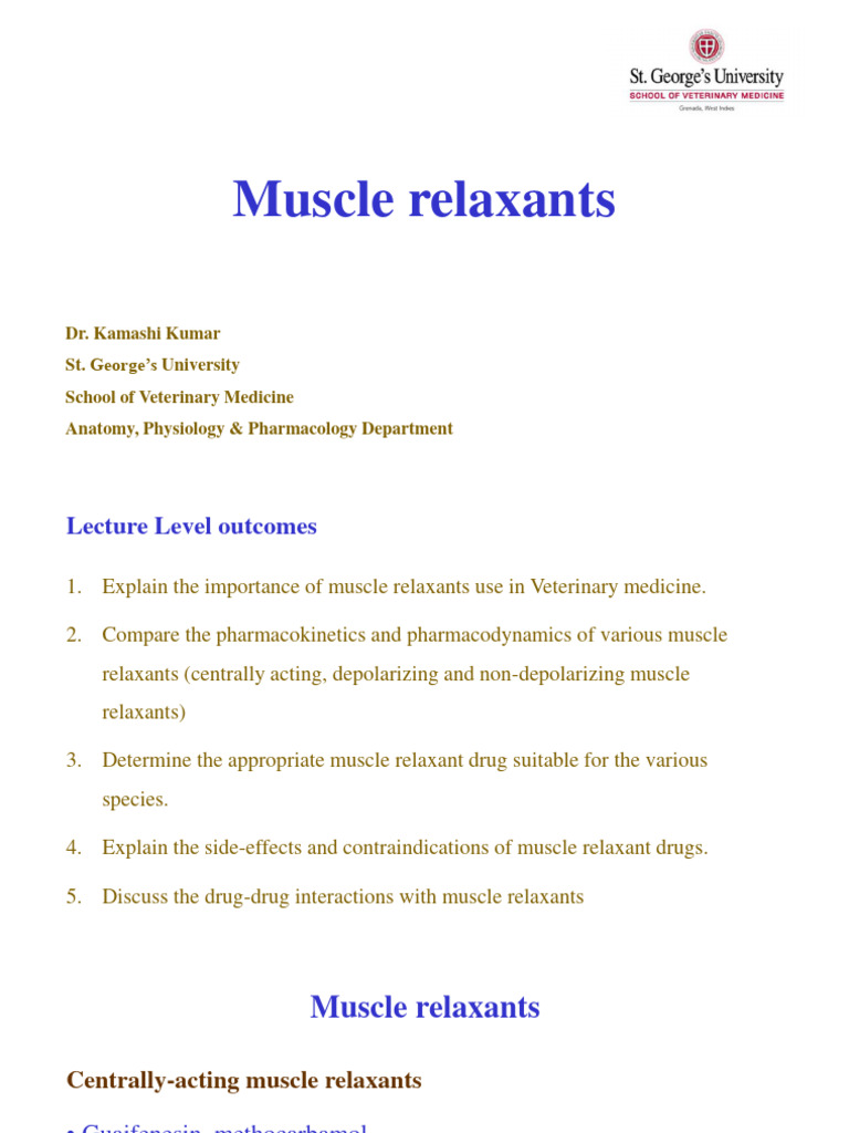 12 Muscle Relaxants - Spr. 22 | PDF | Acetylcholine | Neuromuscular ...