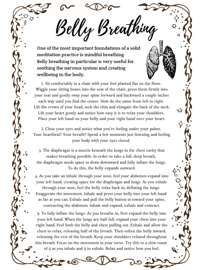Belly Breathing Exercise | PDF | Self-Improvement