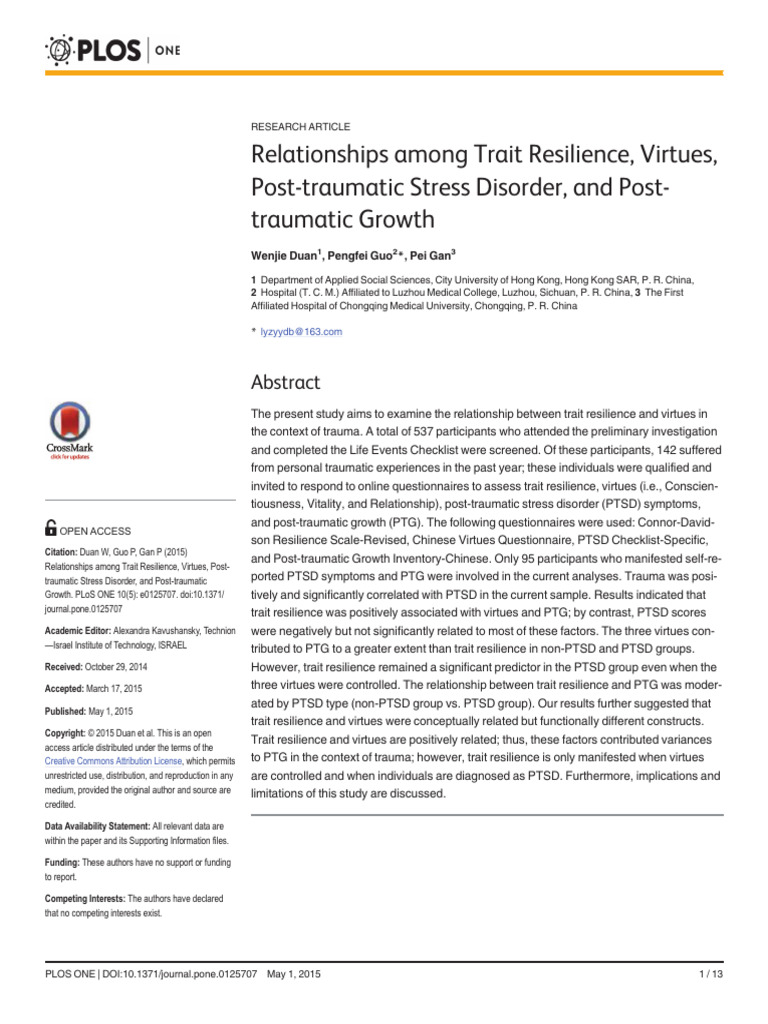 Artigo 5 | PDF | Psychological Resilience | Psychological Trauma