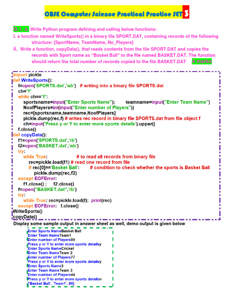 Class 12 Computer Science Practical Set | PDF | Computer File | Comma Separated Values