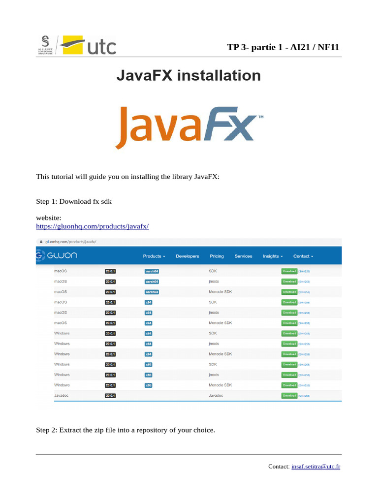 TP3 Installation JavaFX | PDF | Library (Computing) | Java (Programming Language)