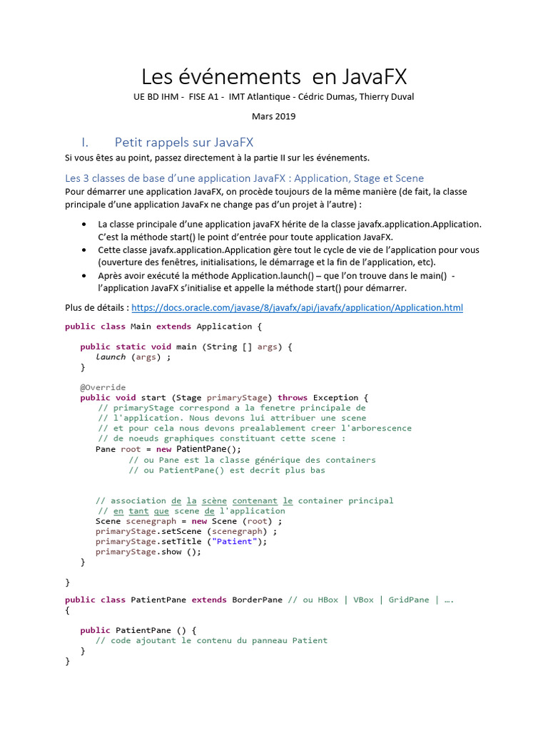Événements en JavaFX : Guide Complet | PDF | Programmation informatique | Java (Langage de ...
