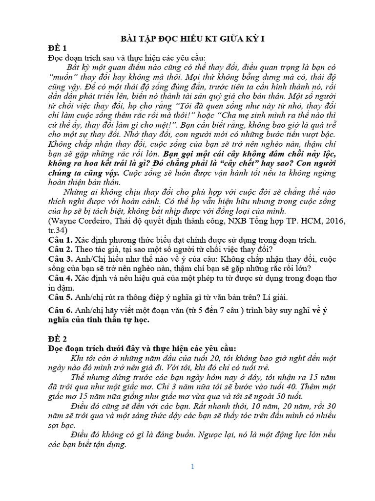 12A1, ĐỌC HIỂU K12 | PDF