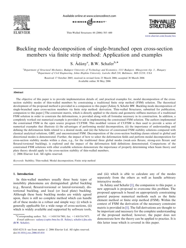 CUM3-Buckling Mode Decomposition of Single-Branched Open Cross-Section ...