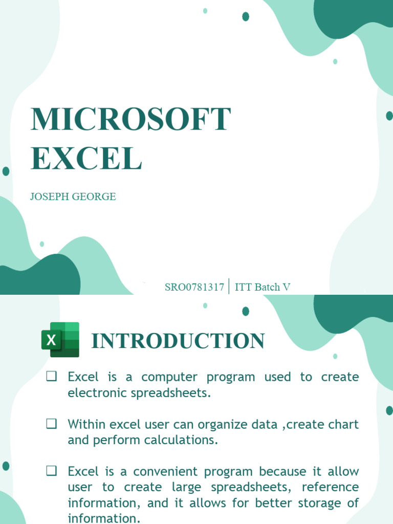 MS Excel - Joseph George | PDF | Microsoft Excel | Infographics