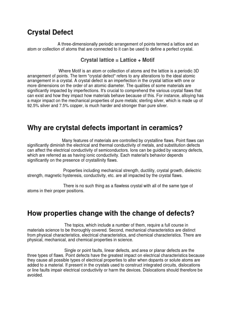 Crystal Defect | PDF | Crystallographic Defect | Crystal