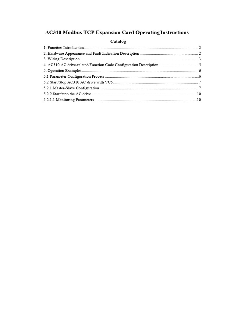 AC310 Modbus TCP Expansion Card Guide | PDF | Computer Network ...