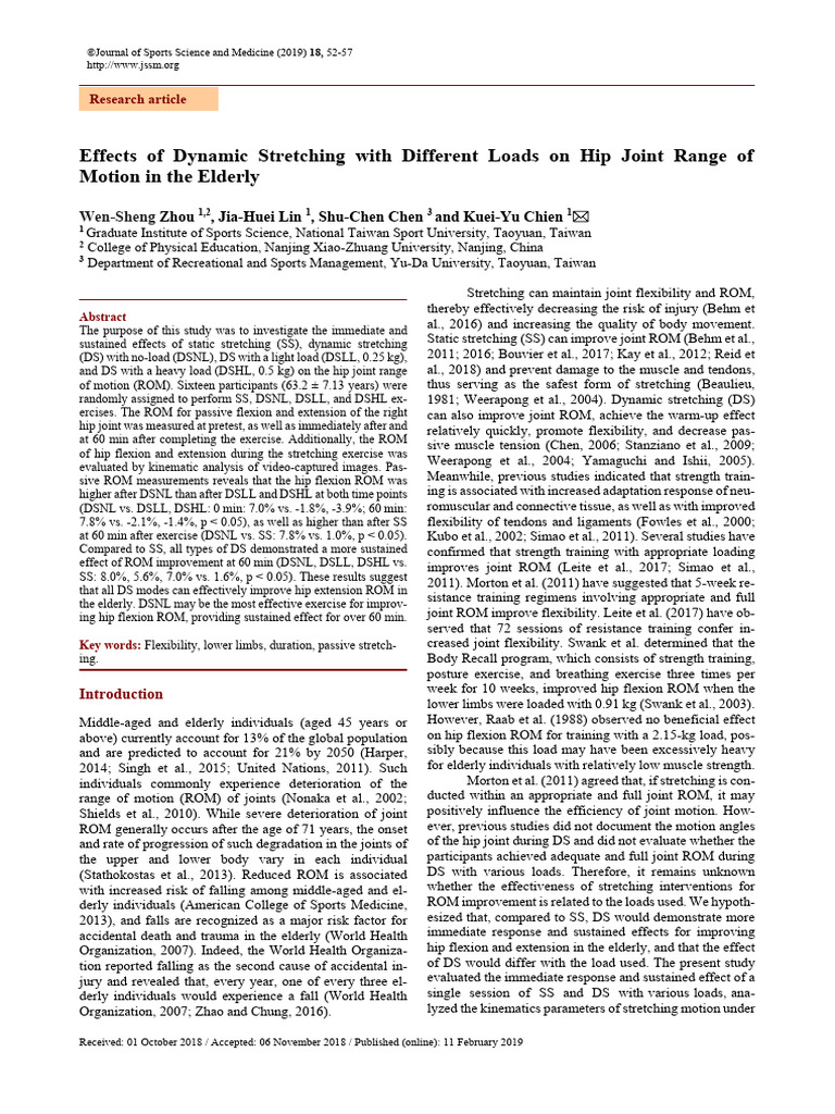 Effects of Dynamic Stretching | PDF | Flexibility (Anatomy) | Clinical ...
