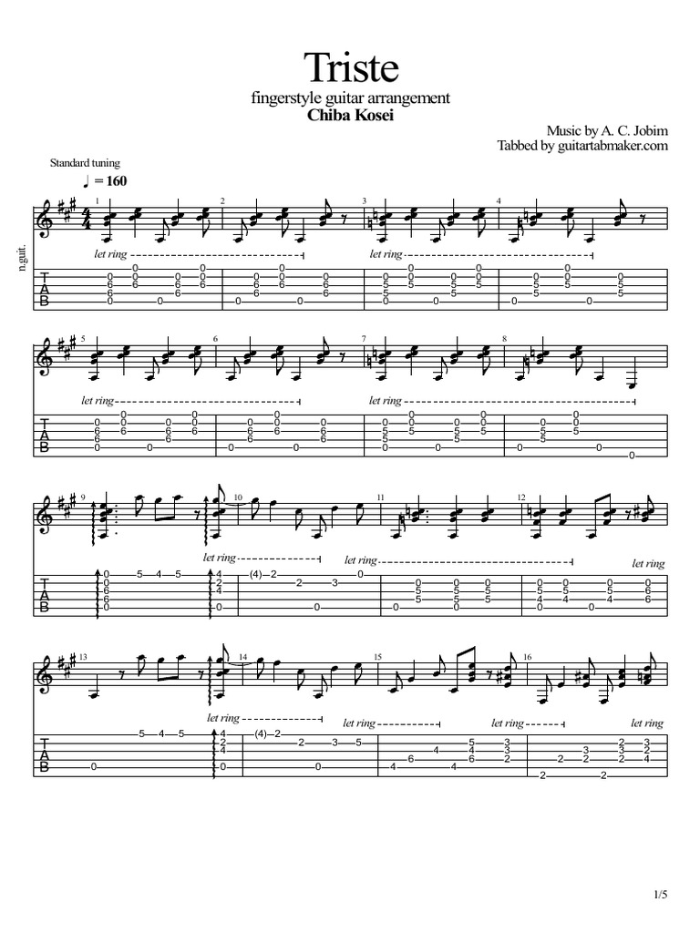 Triste (Chiba Kosei) | PDF | Guitar Family Instruments | Irish Musical ...