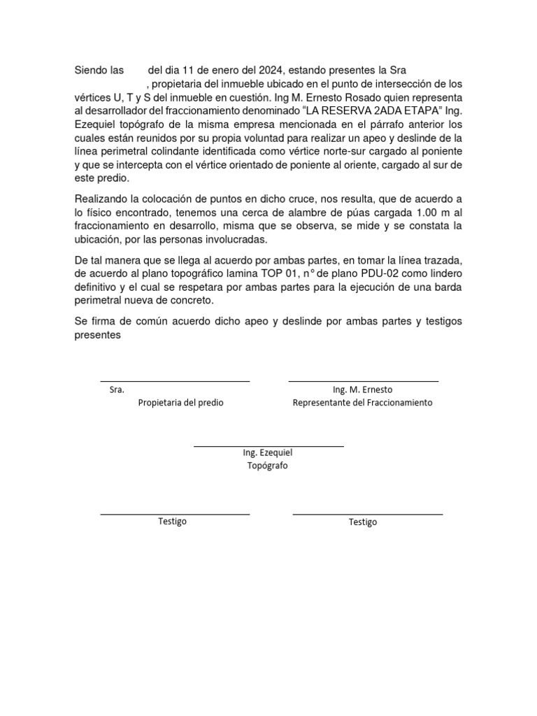 Carta Límite de Propiedad | PDF