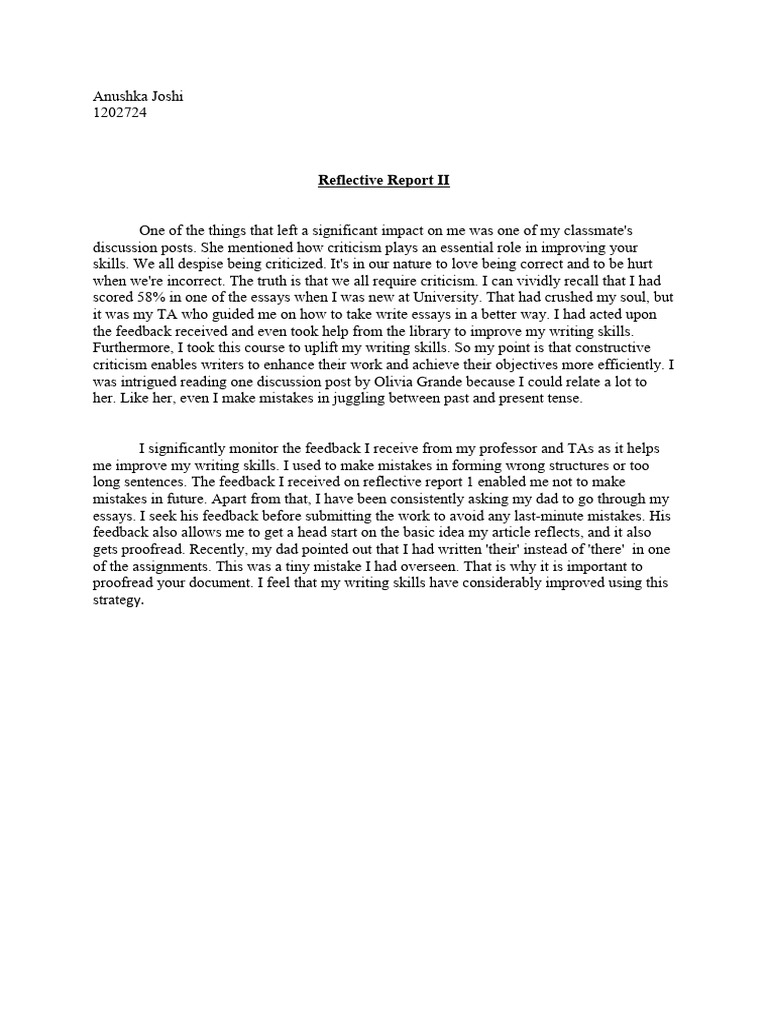 Reflective Report 2 | PDF | Self-Improvement