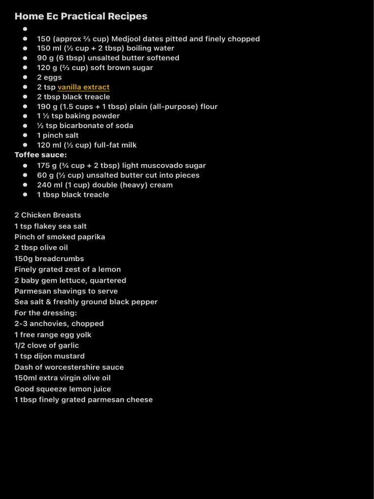 Home Ec Practical Recipes | PDF | Cooking, Food & Wine | Wellness