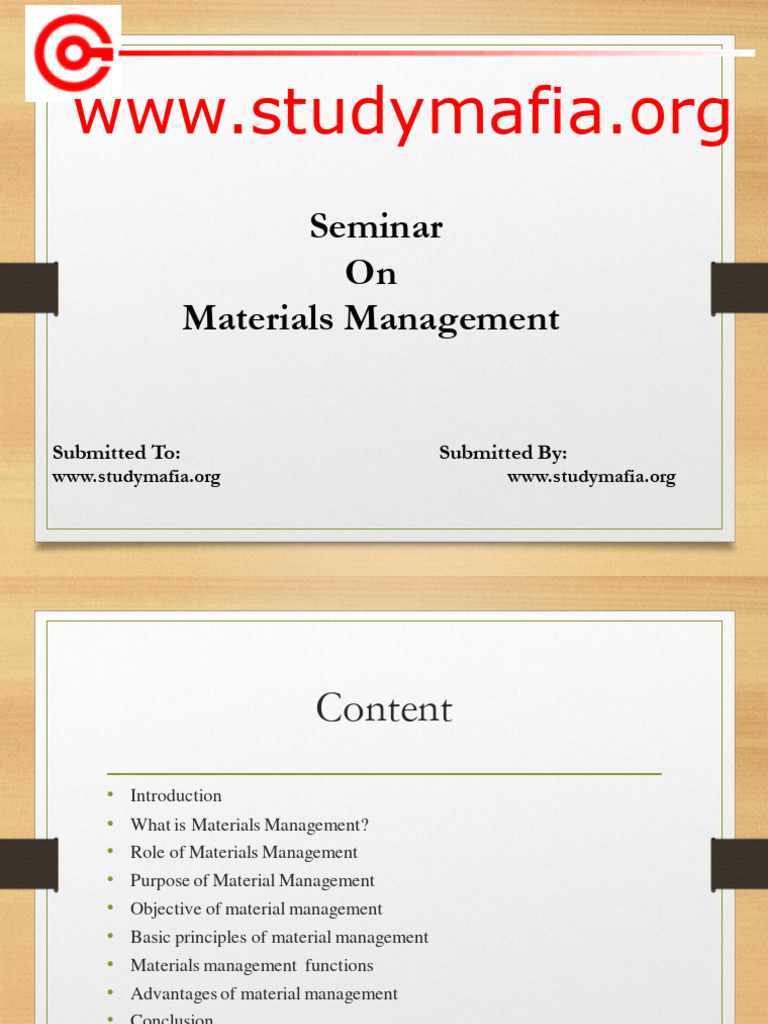 Materials Management PPT 1 | PDF | Inventory | Demand