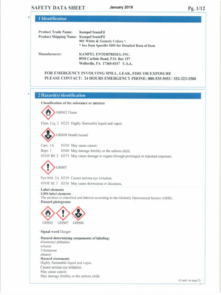 2019 SeamFil SDS | PDF