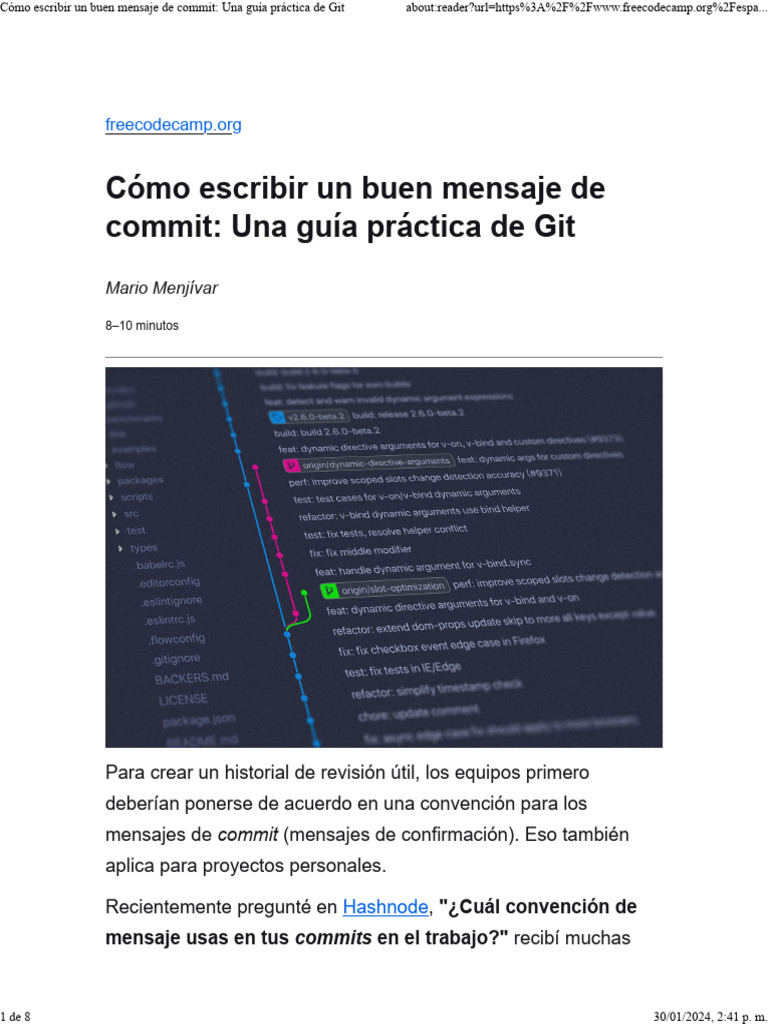 Cómo Escribir Un Buen Mensaje de Commit Una Guía Práctica de Git | PDF | Ingeniería Informática ...