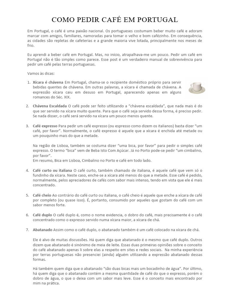 Café - Como Pedir Café em Portugal | PDF | Café | Chá