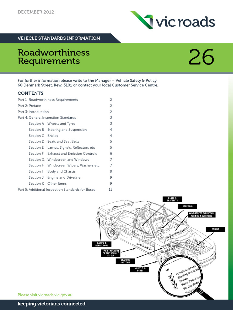 VicRoads Roadworthiness Standards Guide | PDF | Tire | Vehicles