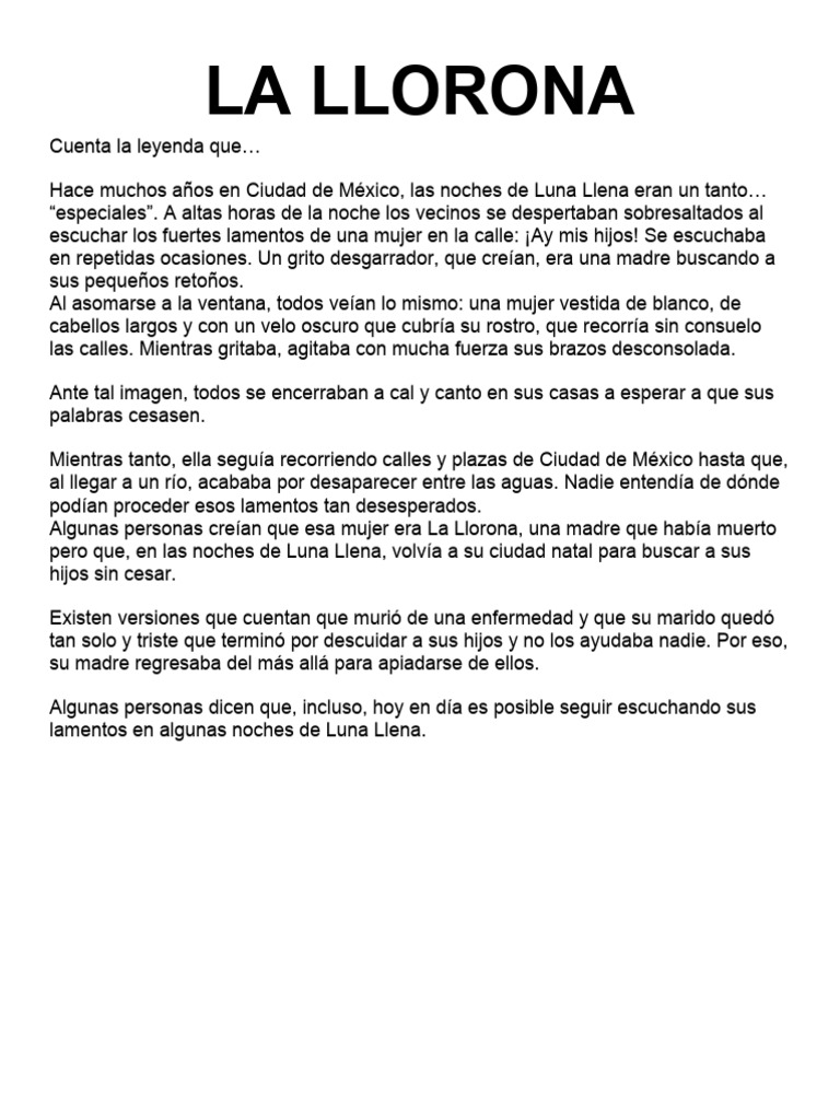 LA LLORONA PARA NIÑOS | PDF