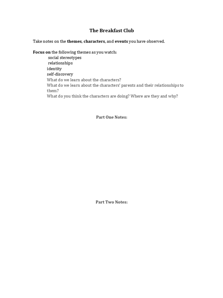 Analyzing 'The Breakfast Club' | PDF