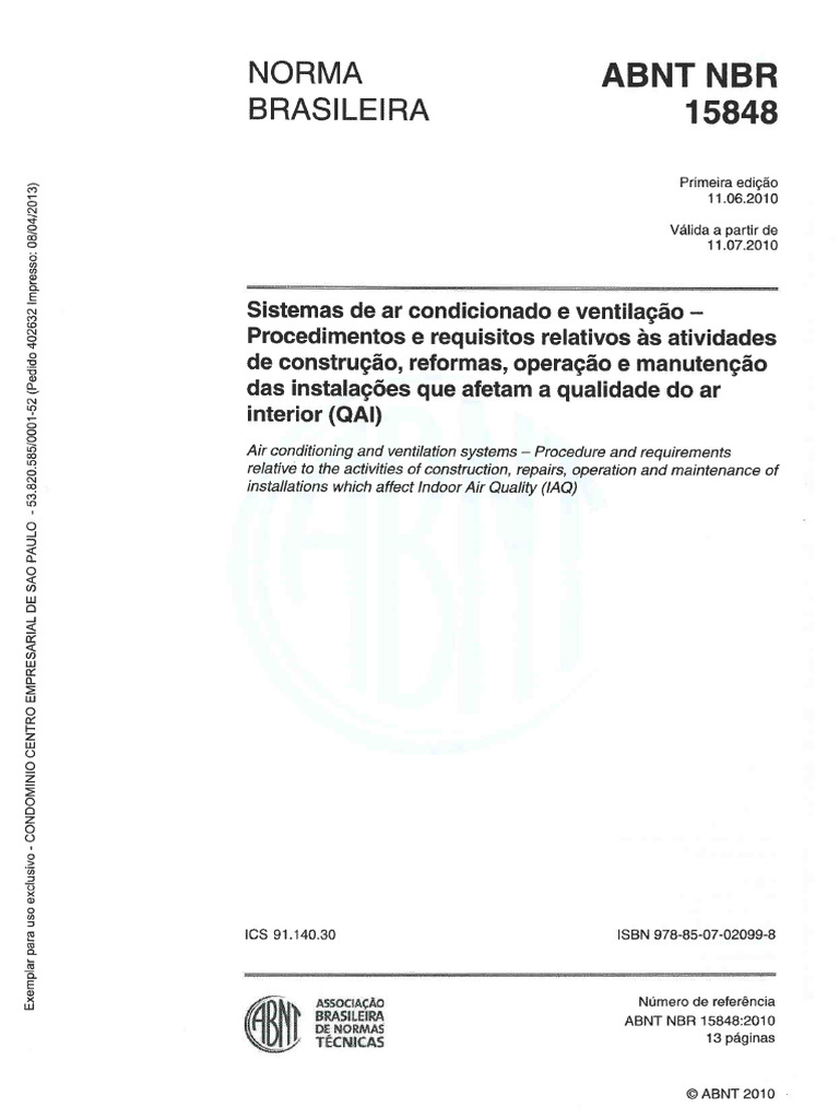 NBR-15848 - Procedimentos de Contrução, Reforma, Operação e Manutenção ...