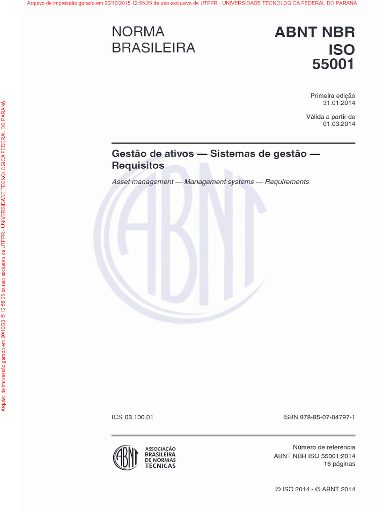 Abnt NBR ISO 55001 | PDF