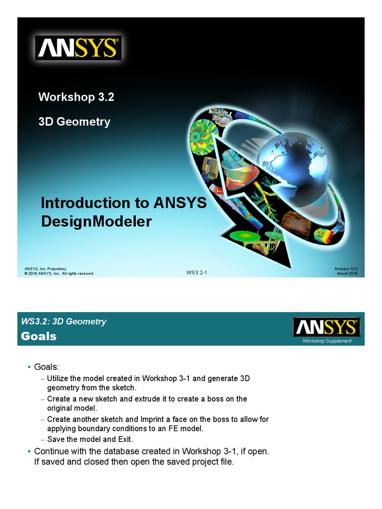 ANSYS 3D Geometry Workshop Guide | PDF | Extrusion | Geometry
