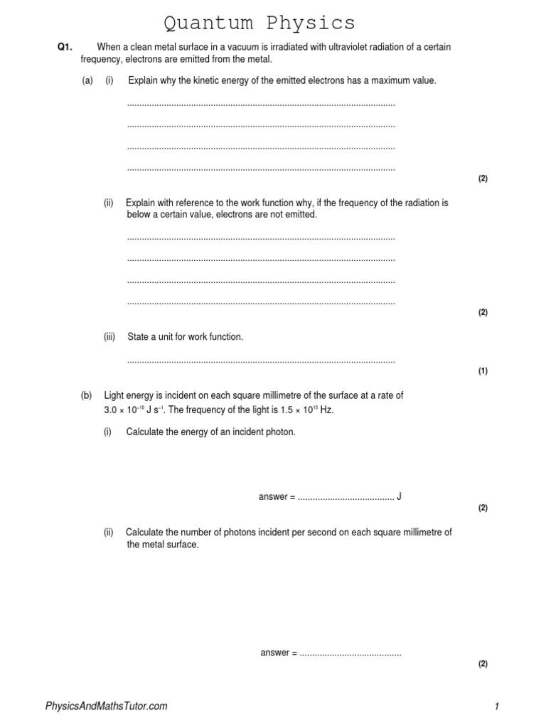 Quantum Physics | PDF | Photoelectric Effect | Electron