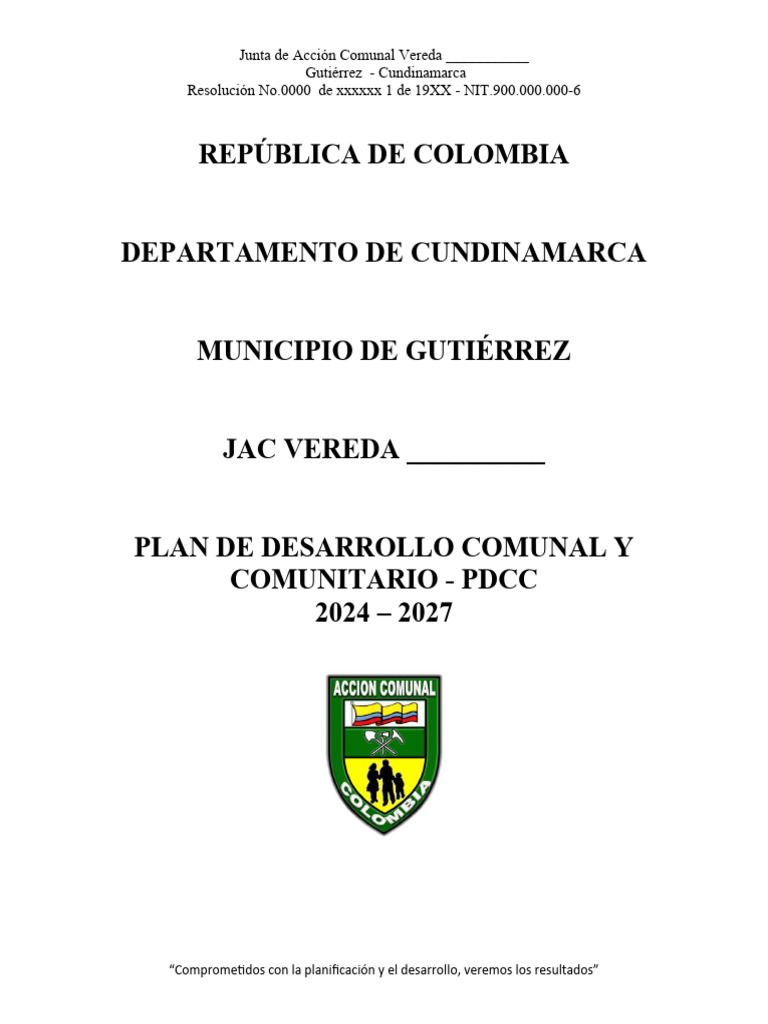 PARTE 1 - MODELO JAC y JVC PLAN DE DESARROLLO COMUNAL | PDF ...
