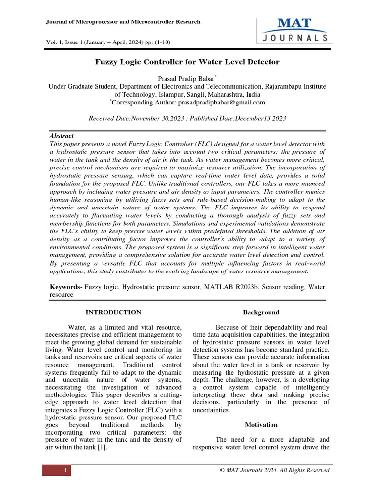 PB - Fuzzy Logic Controller For Water Level Detector | PDF | Fuzzy ... PB - Fuzzy Logic Controller For Water Level Detector | PDF | Fuzzy ...