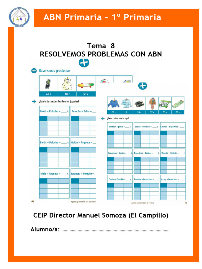 Problemas ABN para 1º Primaria | PDF | Deportes y actividades al aire ...