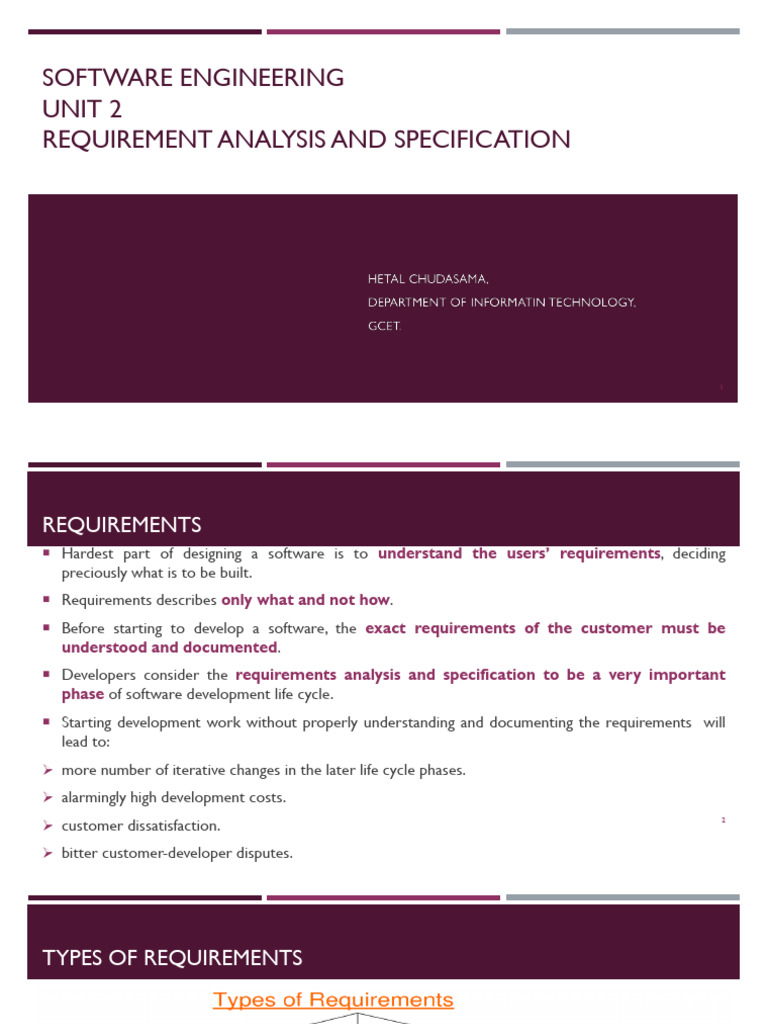 Unit 2 Requirement Analysis and Specification | PDF | Feasibility Study | Verification And ...