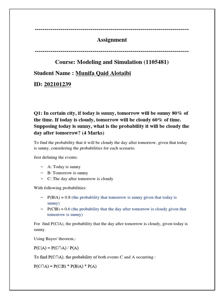 Assignment | Download Free PDF | Markov Chain | Matrix (Mathematics)