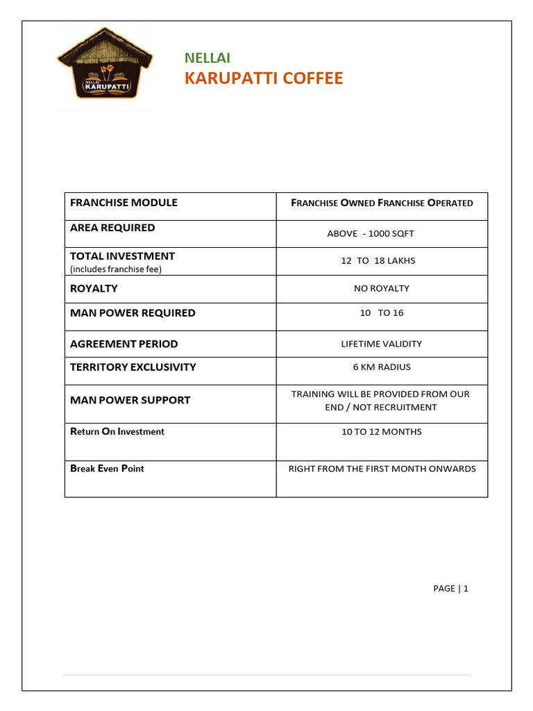 Nellai Karupatti Coffee | PDF | Franchising | Economies