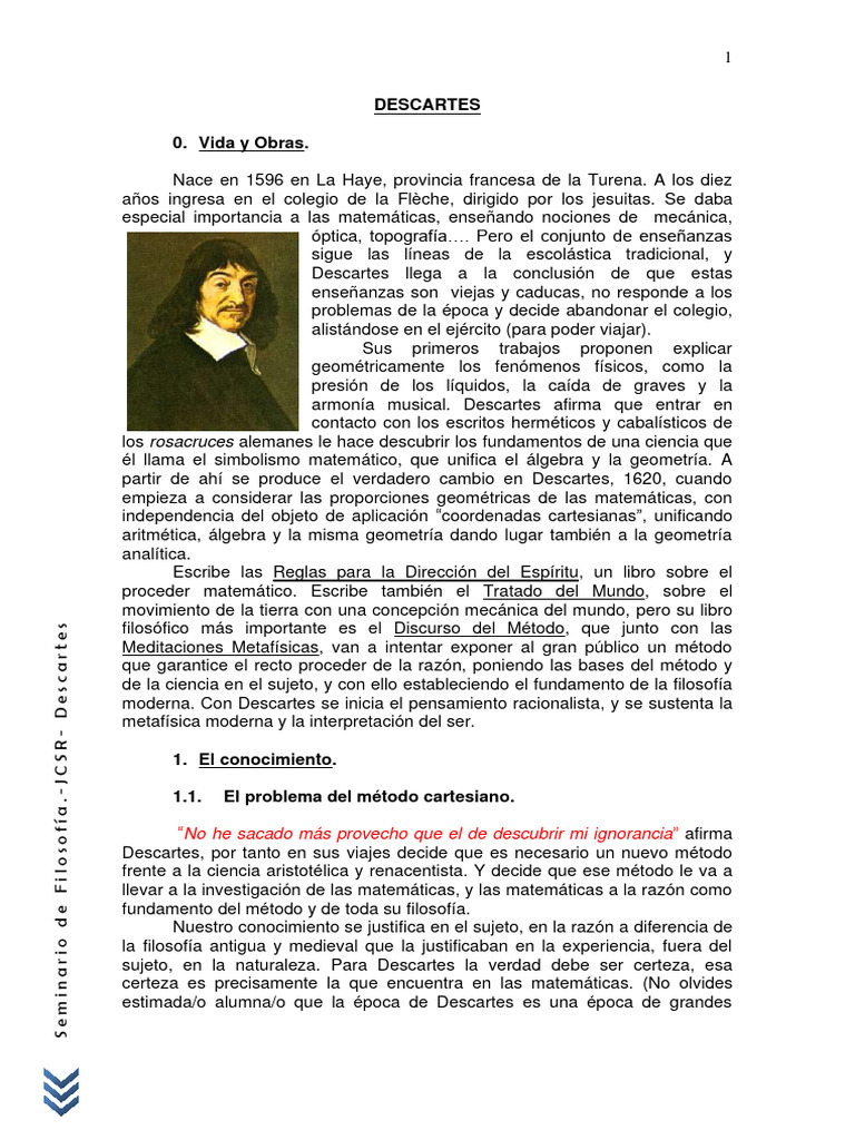 Descartes 2024 | PDF | René Descartes | Conocimiento
