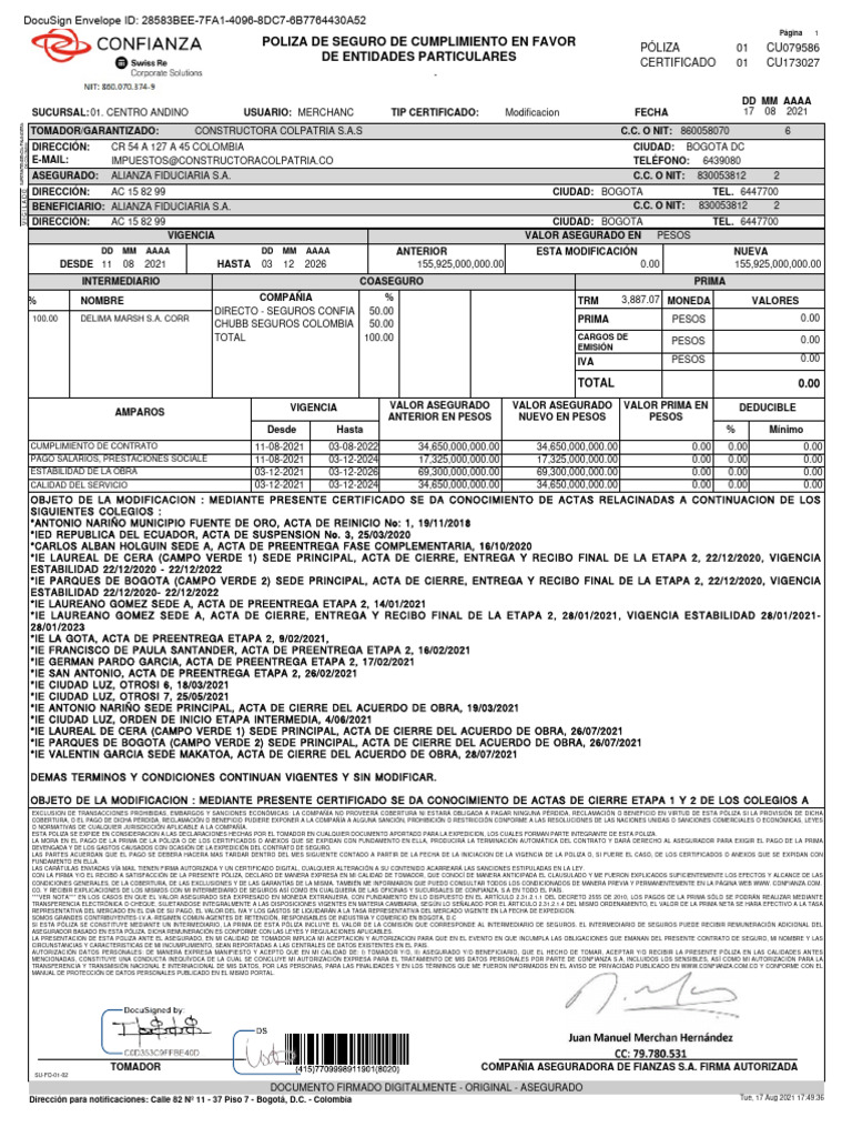 Poliza de Cumplimiento | PDF | Póliza de seguros | Seguro